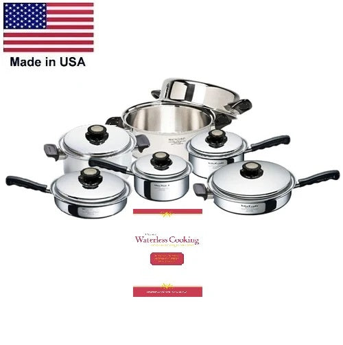 12Pc Waterless Cookware Induction Ready 430 Stainless Steel Made USA ...