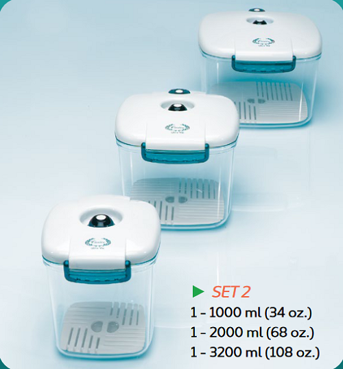 Ultra-Vac Set #2 Square Vacuum Containier 34oz, 68oz, 108oz, Vac Pump ...